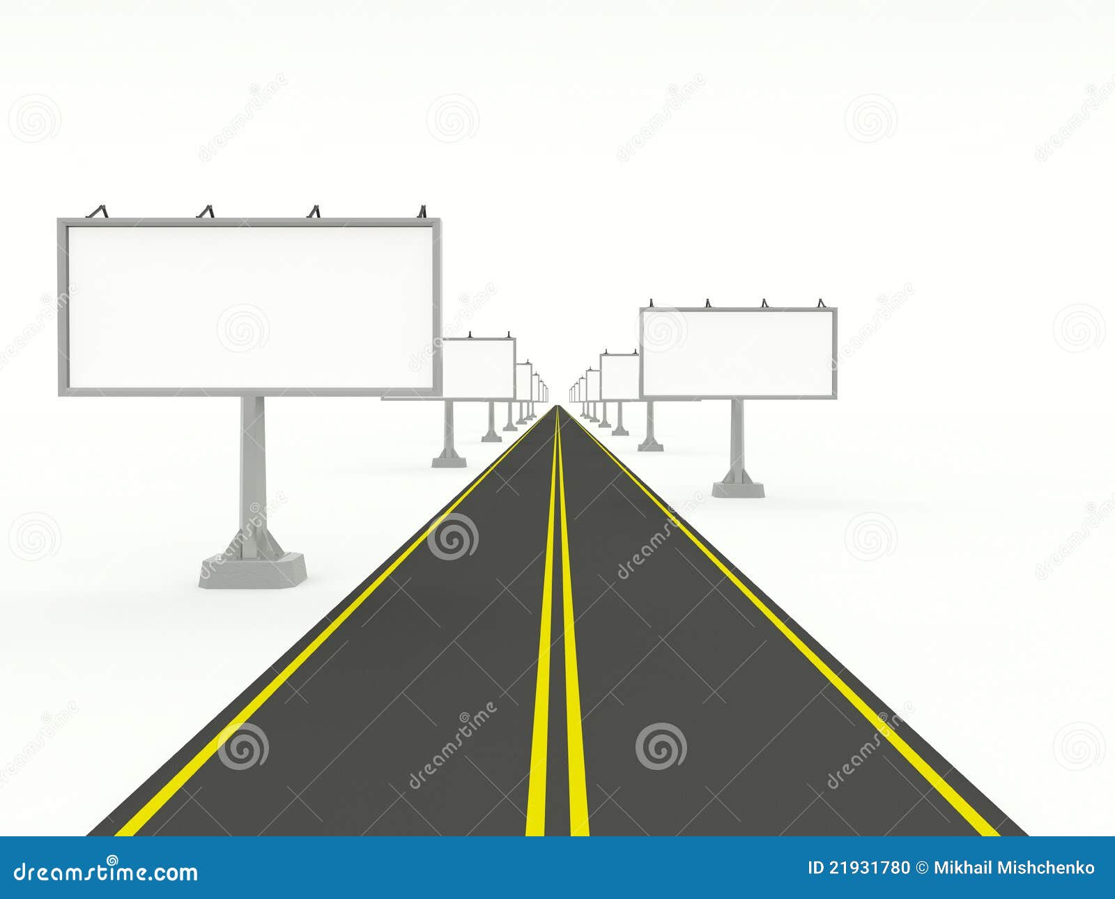 Road with empty billboards stock illustration. Illustration of street ...