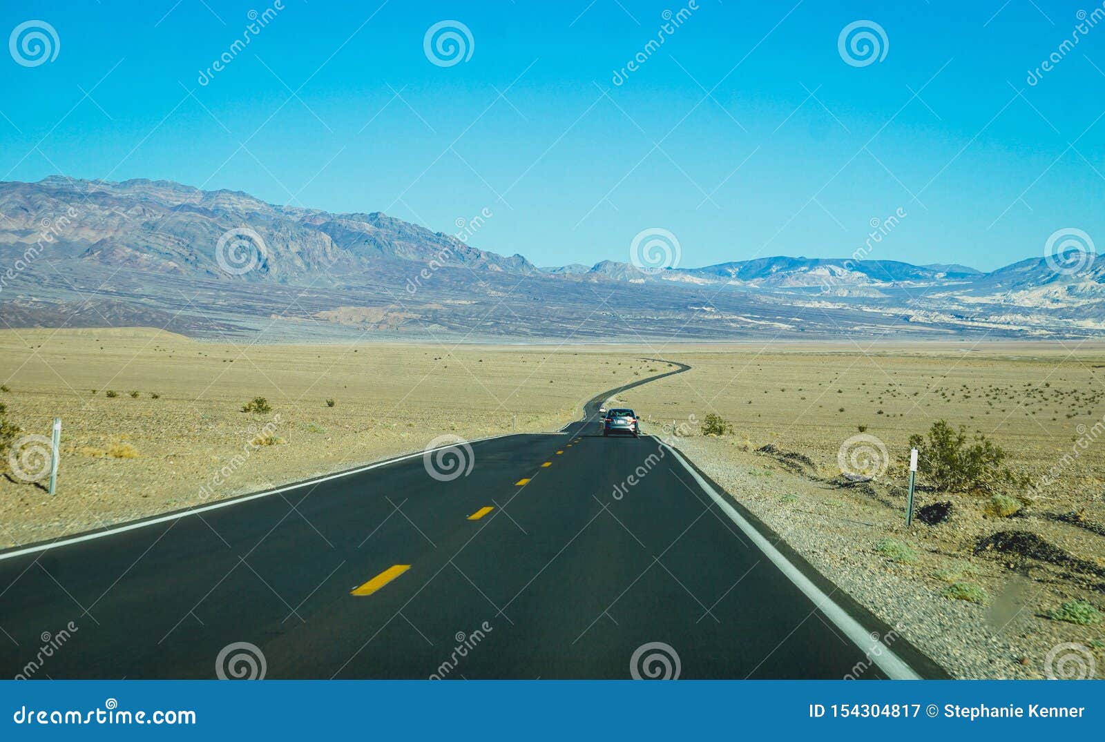 Road through Empty Death Valley Stock Image - Image of park, united ...