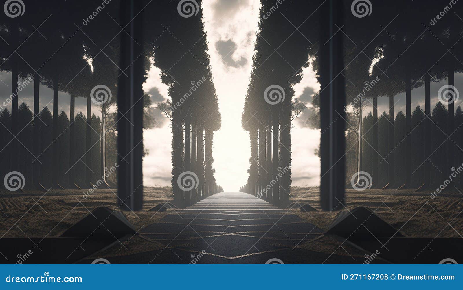 The Road between Endless Rows of Trees, Going To Infinity. Road To the ...