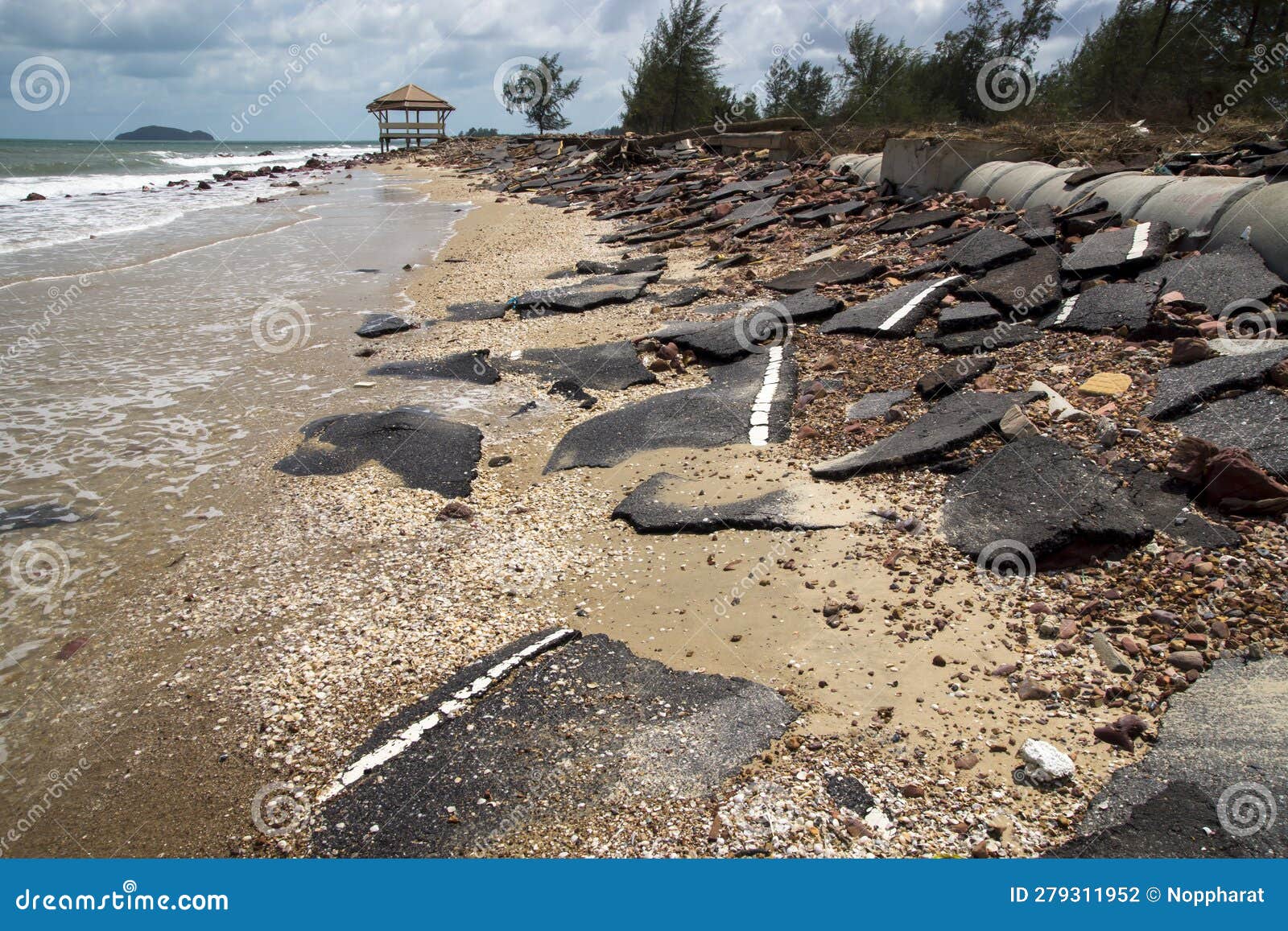 Road Erosion Caused by Waves and Severe Storms Stock Photo - Image of ...