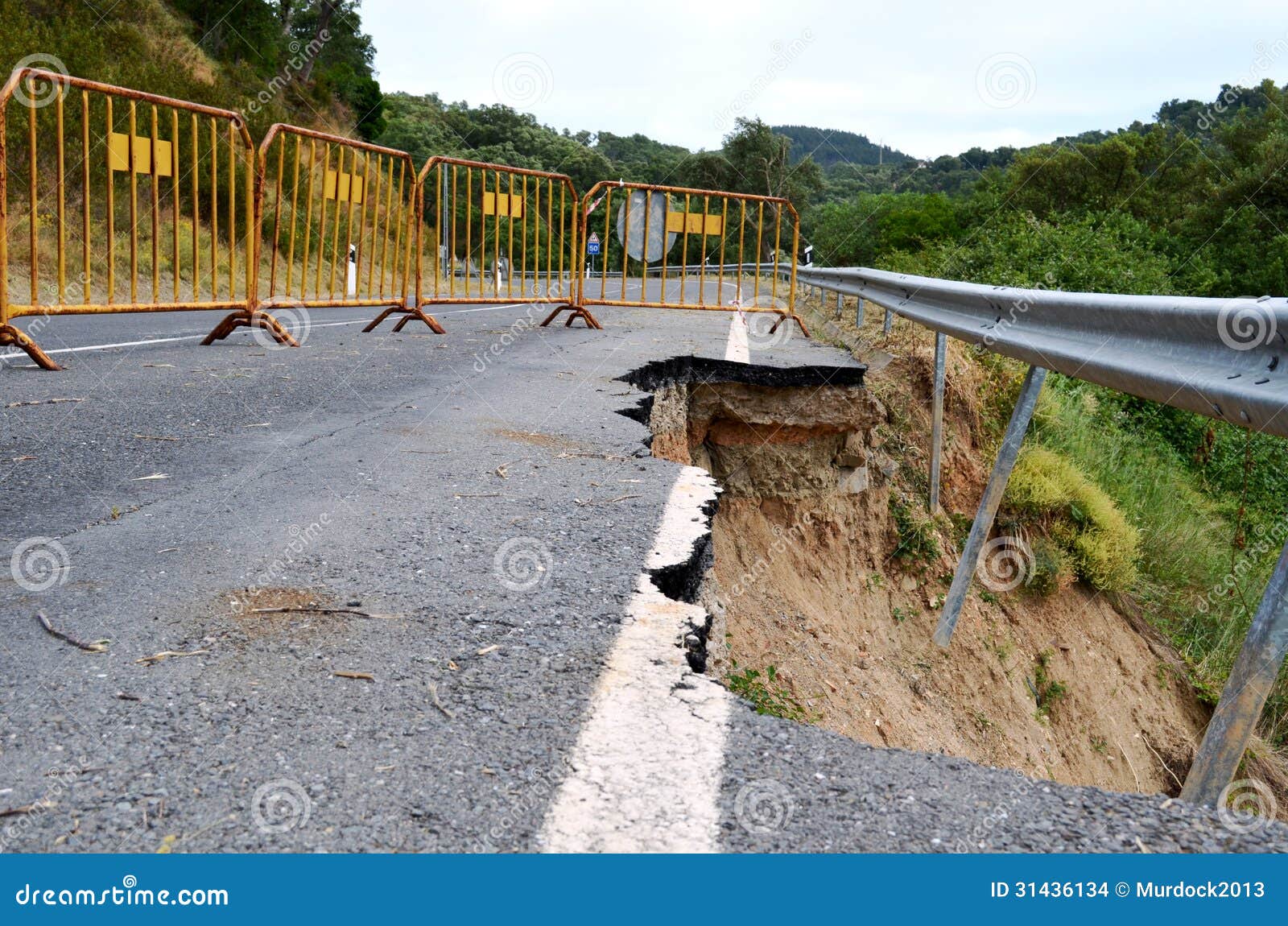 Road erosion stock photo. Image of road, land, rails - 31436134
