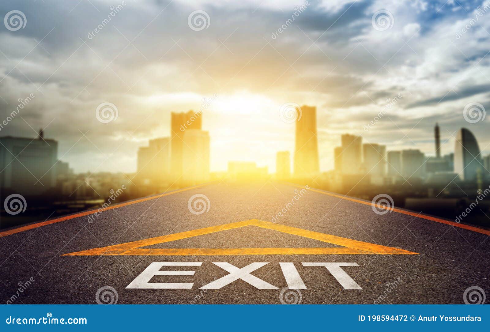 Road with Exit Sign Leading To Hope and Light in Modern City , Pathway ...