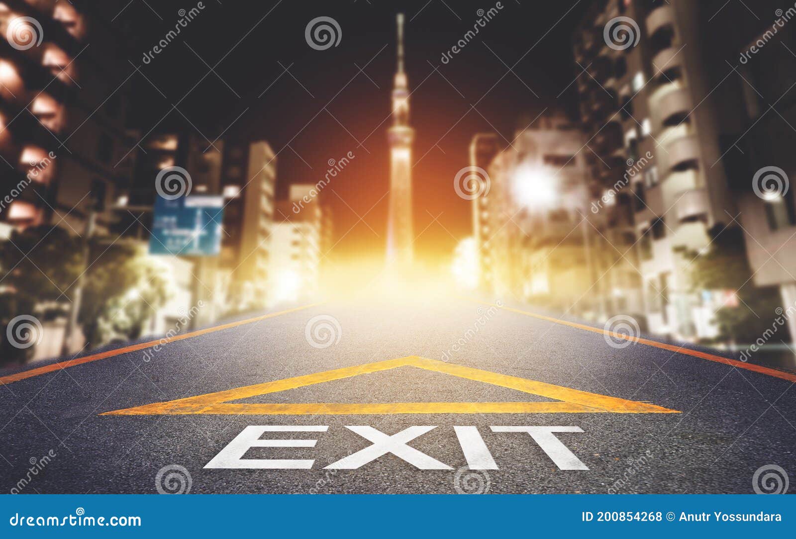 Road Exit Sign Leading To a Hope and Light , Pathway To Solution and ...
