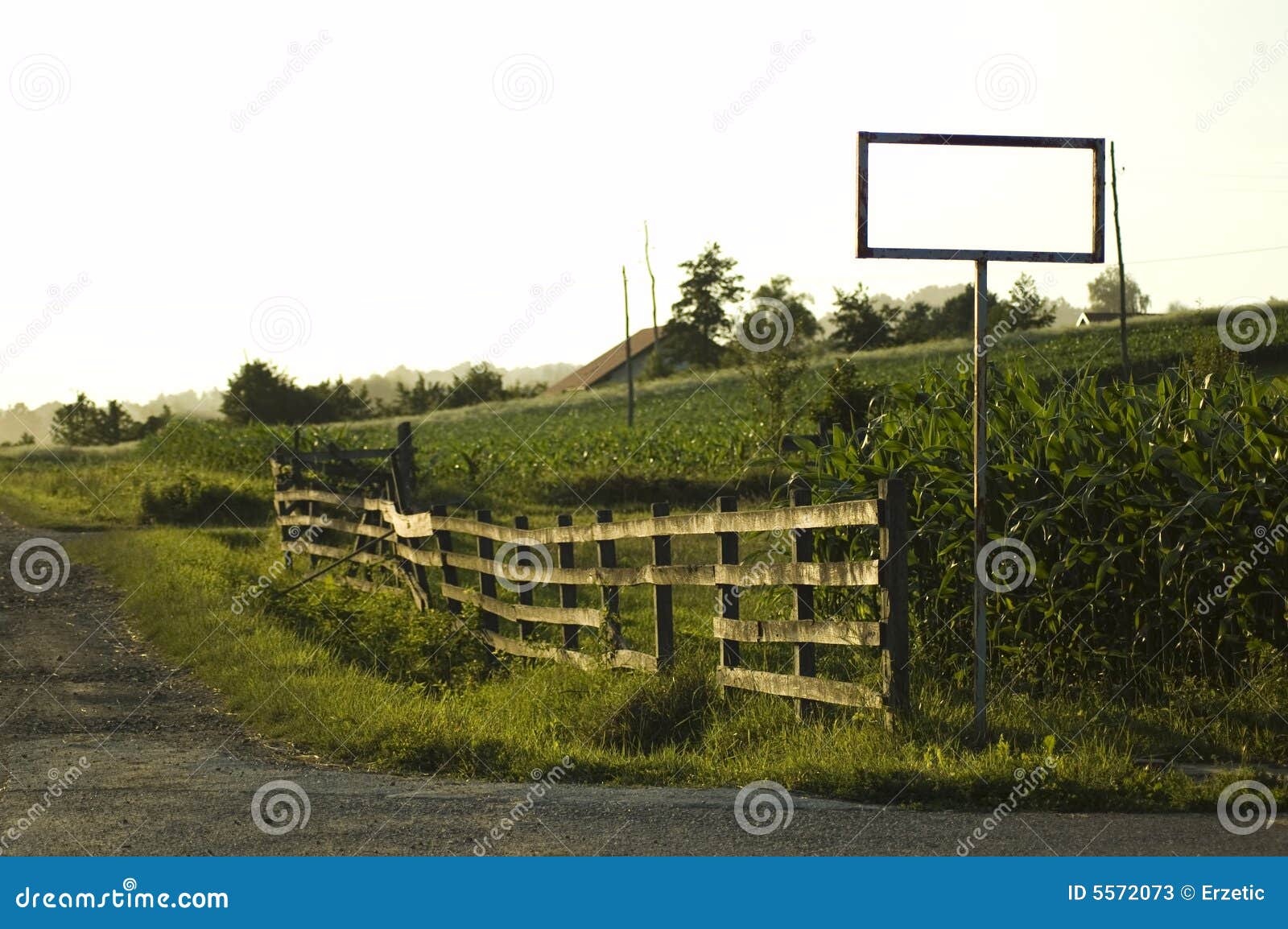 Road, fence and a sign stock image. Image of limit, meadow - 5572073