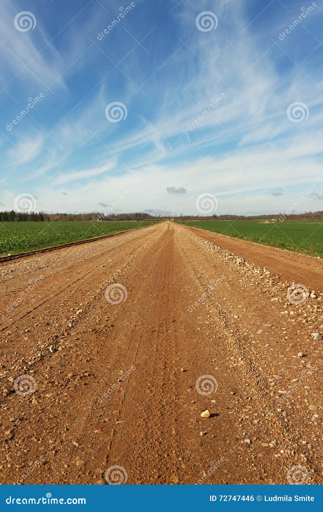 Road between fields. stock photo. Image of scene, land - 72747446