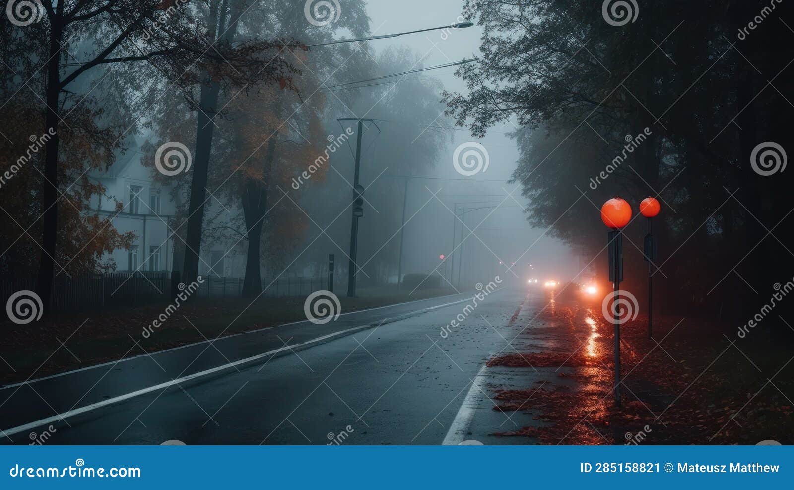 Road in the fog stock illustration. Illustration of generative - 285158821