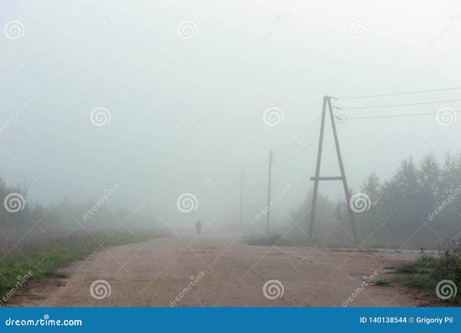 The road by the fog stock photo. Image of landscape - 140138544