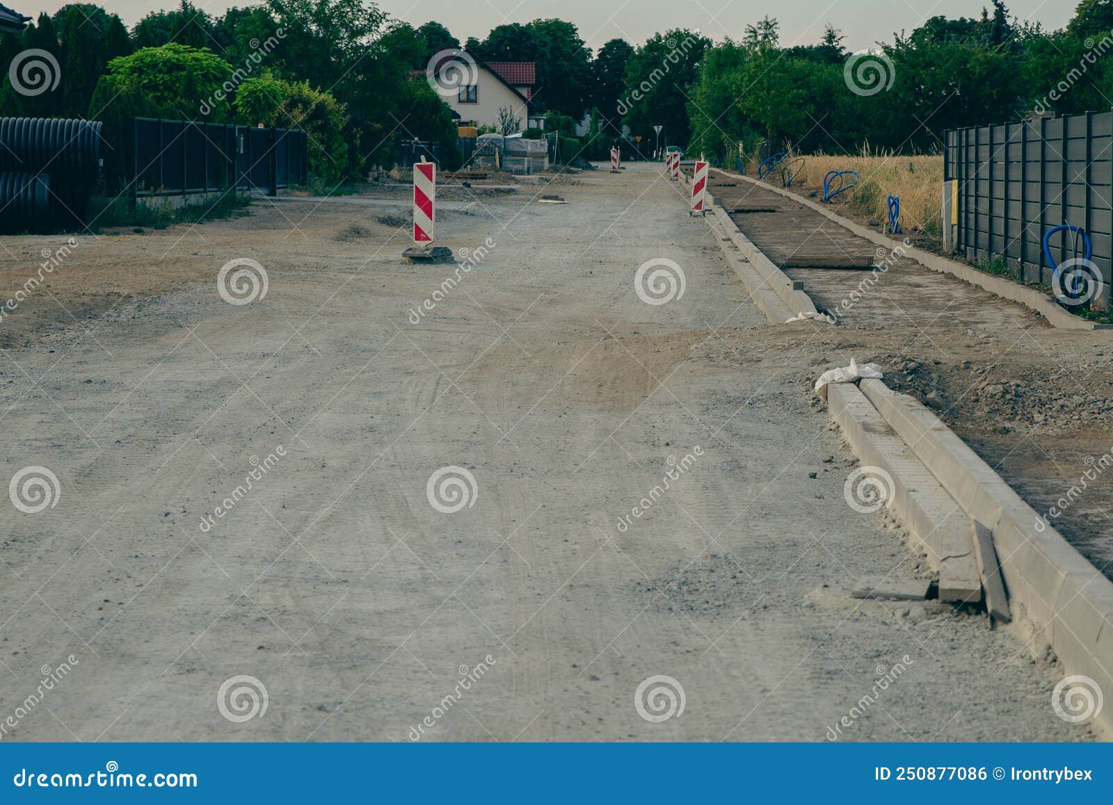 Road and Footpath Construction, with Signs in the Background Stock ...