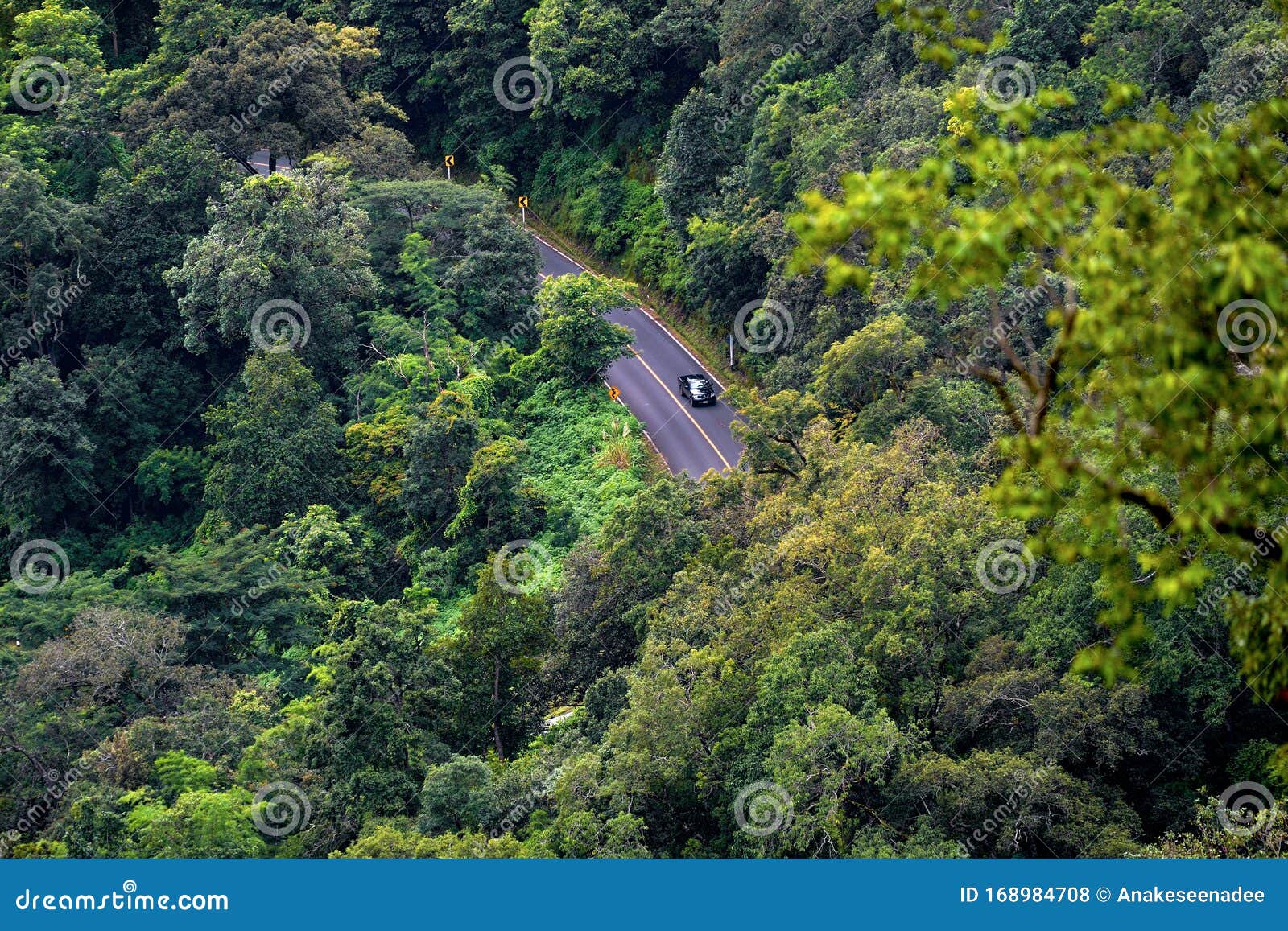 Road in the Forest and the Mountain from a High Angle Stock Photo ...