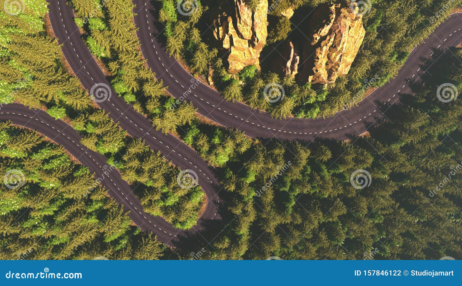 Road among the Forest, Top View Stock Photo - Image of asphalt, rural ...