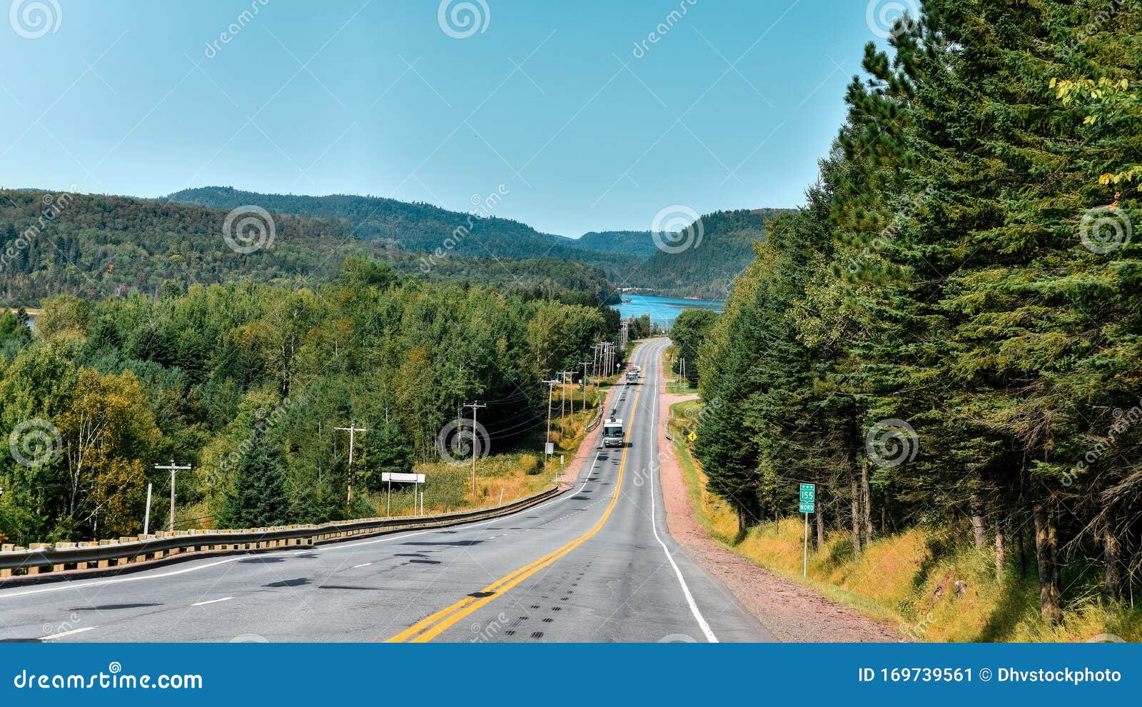 Road between Forests and Lakes of the Canadian State of Quebec Stock ...
