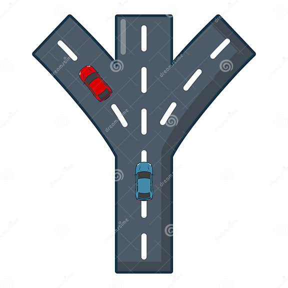 Road Fork Icon, Cartoon Style. Stock Vector - Illustration of race ...