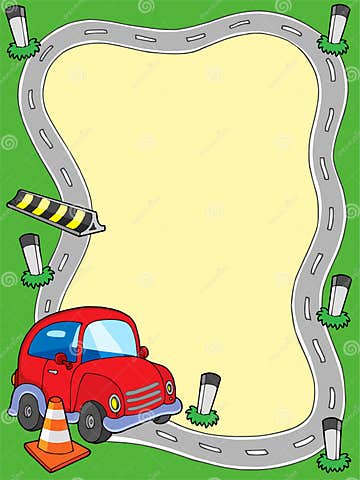 Road frame with small car stock vector. Illustration of journey - 10747699