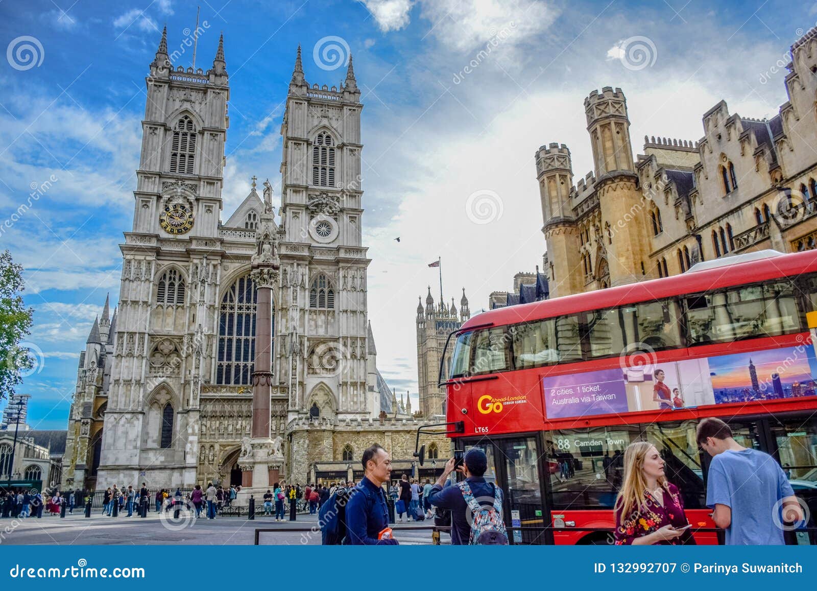 Road in Front of Westminster Abbey Full of Cars, Buses and Tourists in ... Road in Front of Westminster Abbey Full of Cars, Buses and Tourists in ...