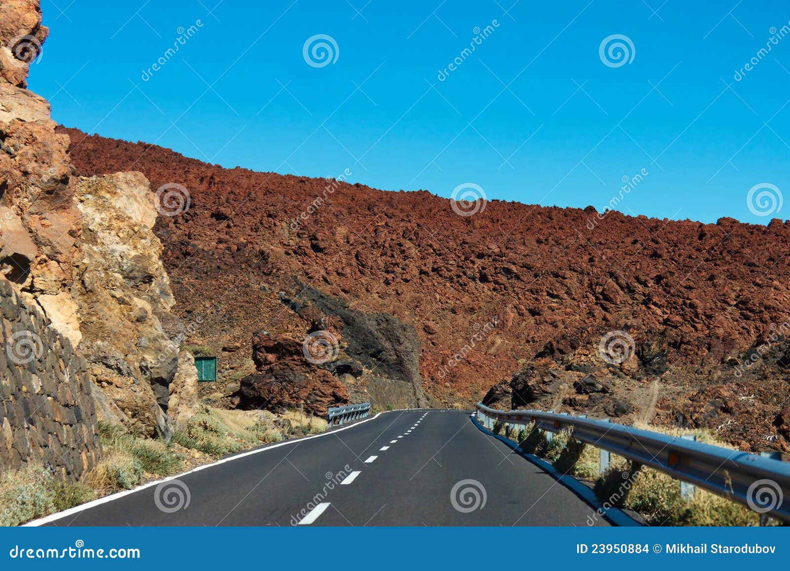 Road in the Frozen Lava in the Crater Stock Photo - Image of summer ...