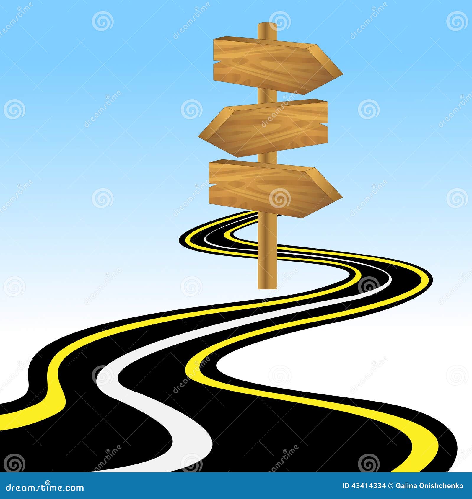 Road Going Away To Distance and Wooden Pointer Stock Vector ...