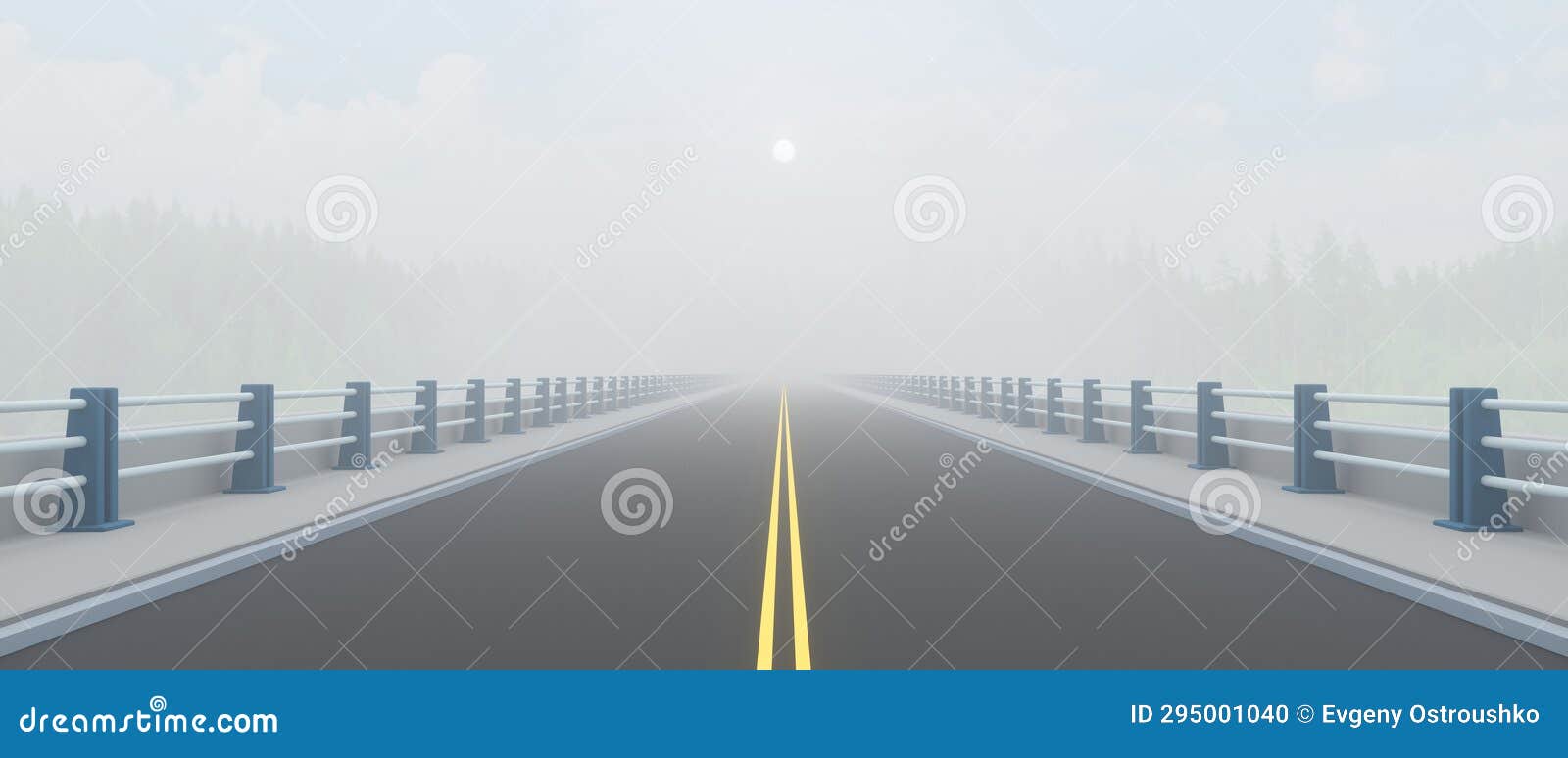 Road Going into the Distance into the Fog Stock Illustration ...