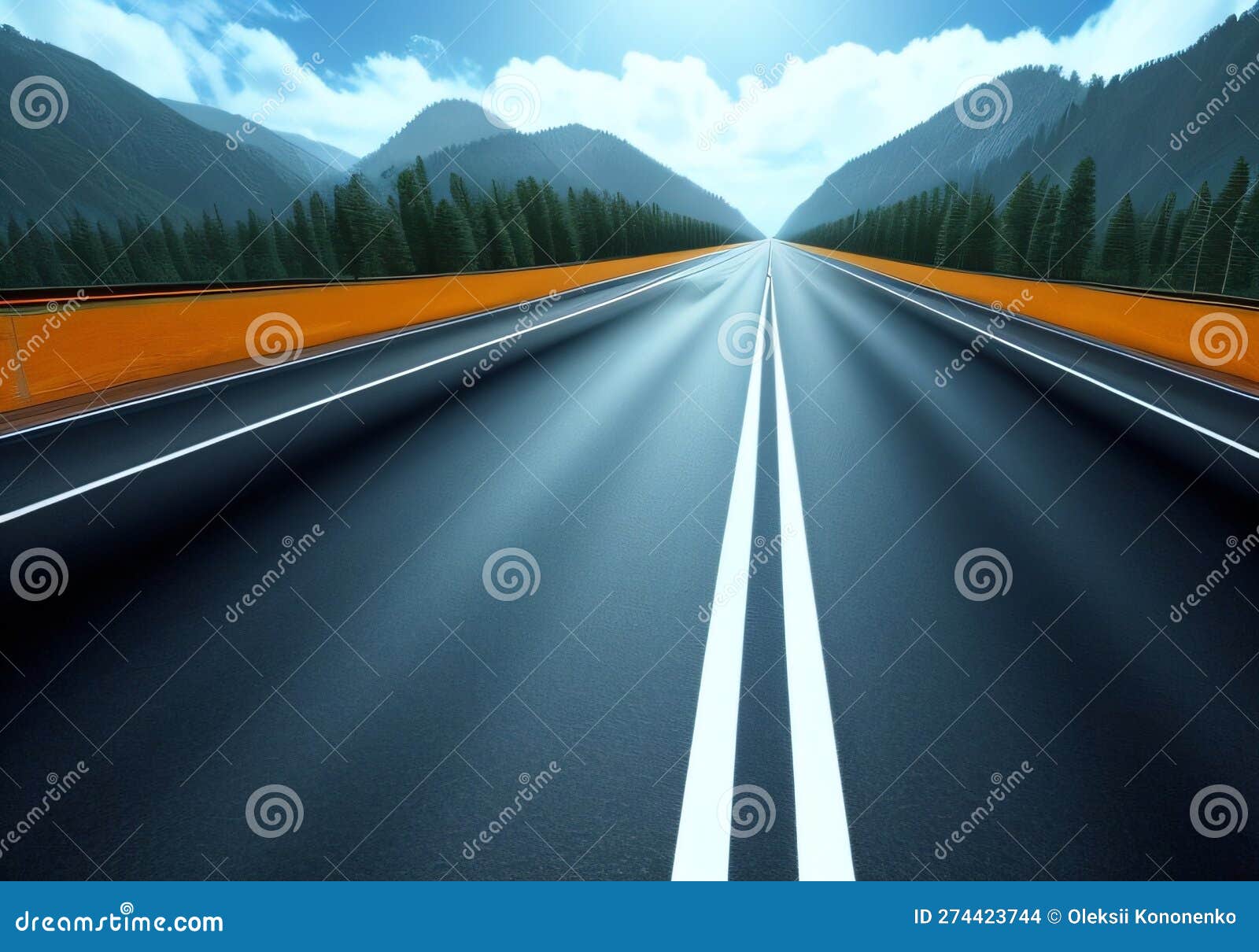 Empty Freeway Road Under Construction Detour Sign Vector Illustration ...