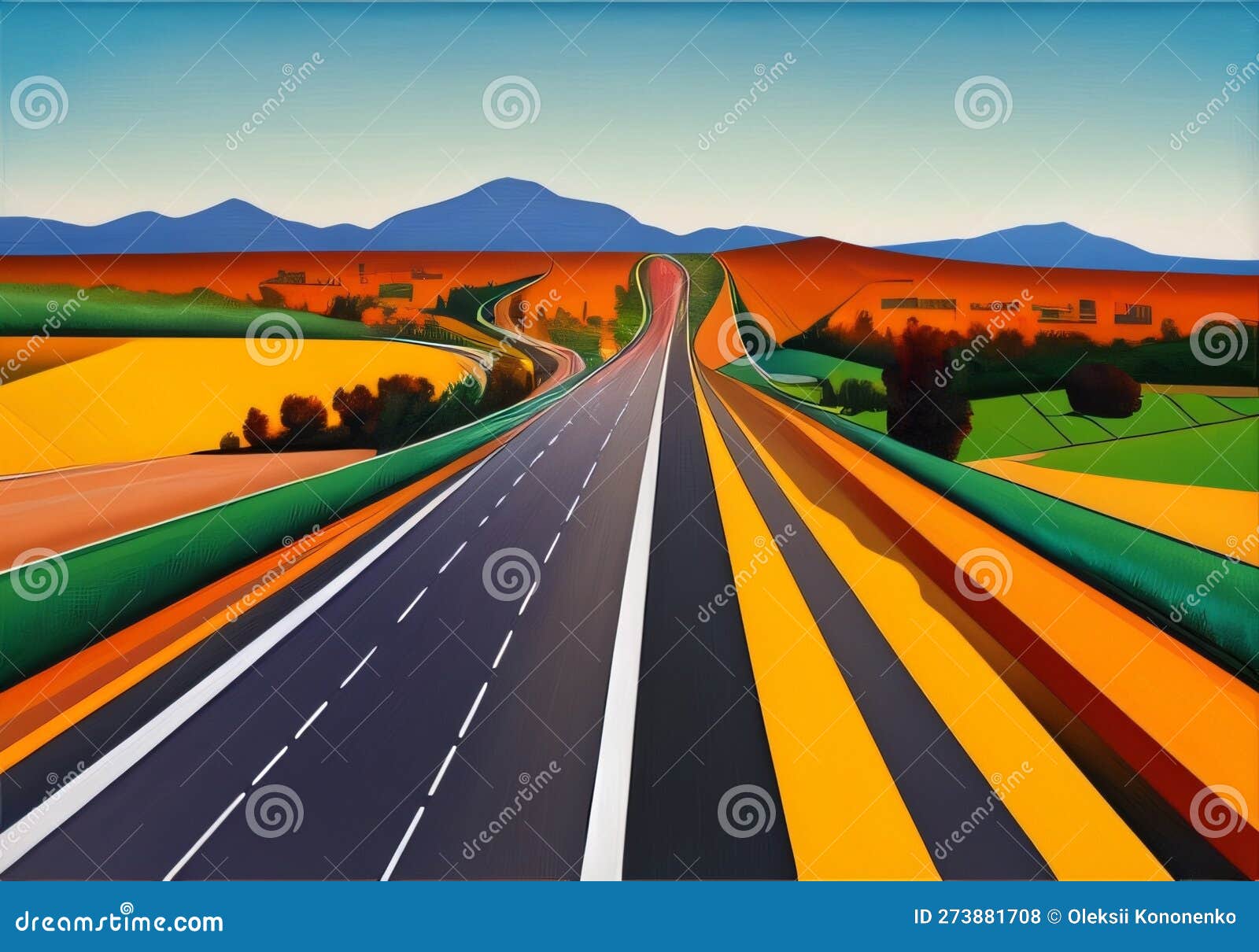 Road Going into the Distance, Perspective. Straight Empty Road through ...