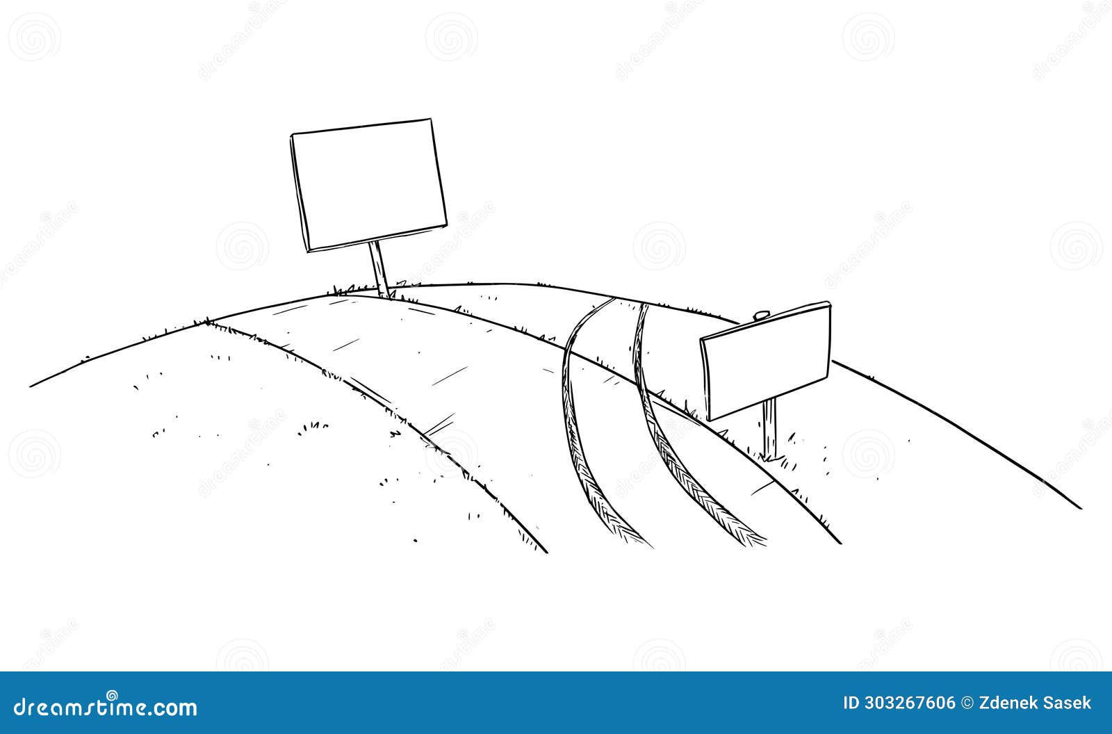 Road Going Forward and Your Way , Vector Cartoon Illustration Stock ...