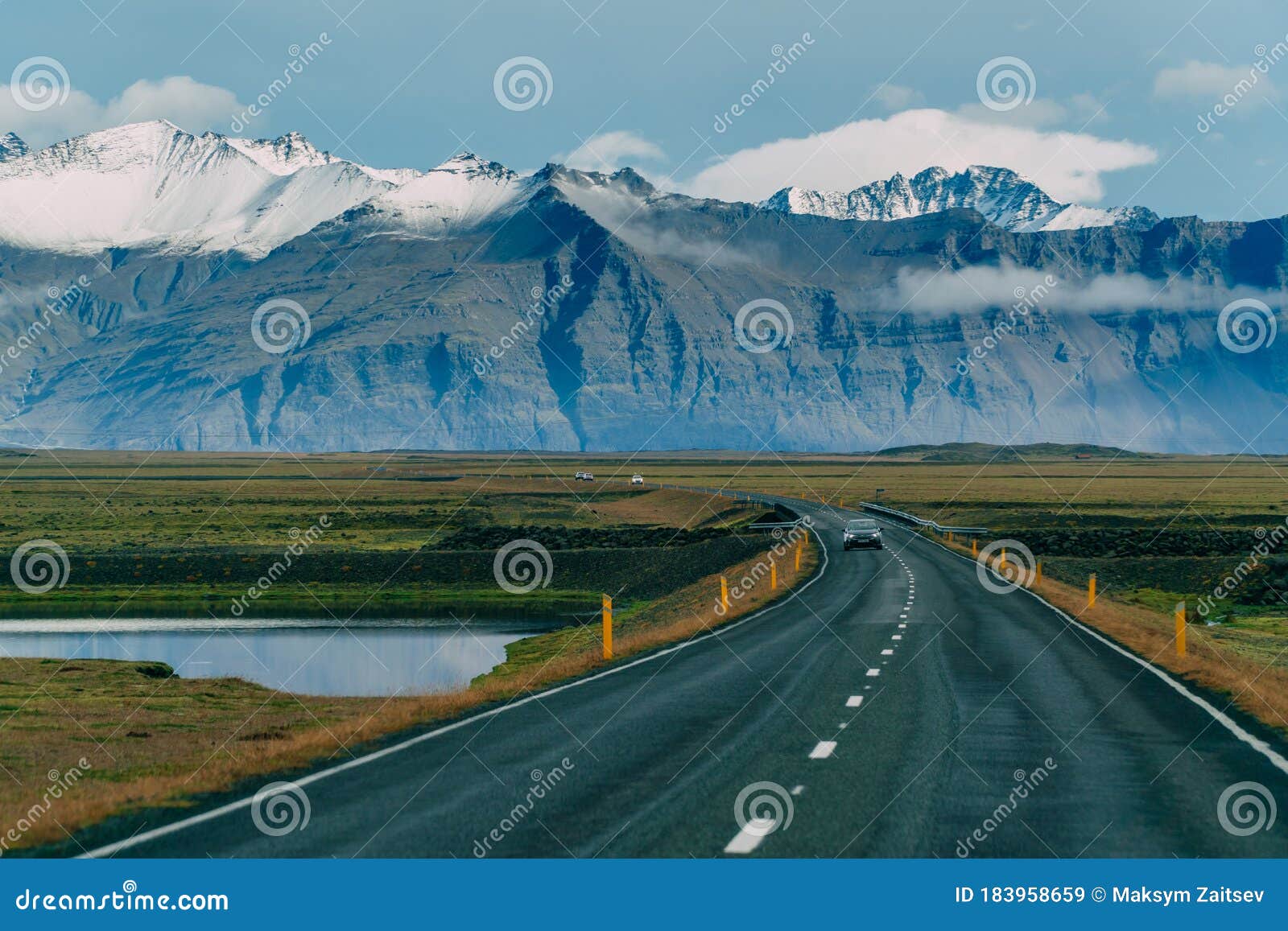 The Road Going Over the Horizon, Icelandic Landscape. Stock Image ...