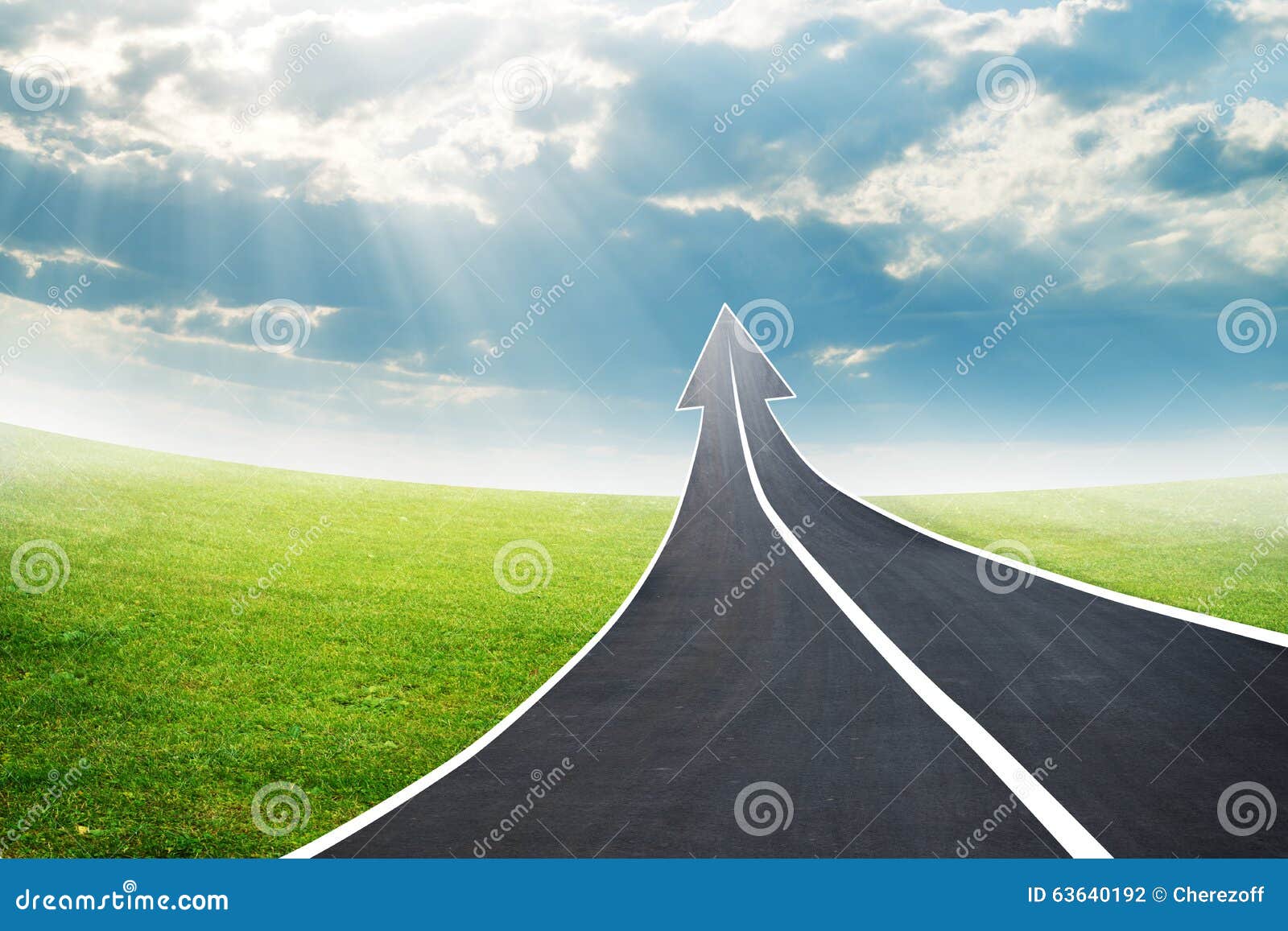 Road going up as an arrow stock photo. Image of motivation - 63640192