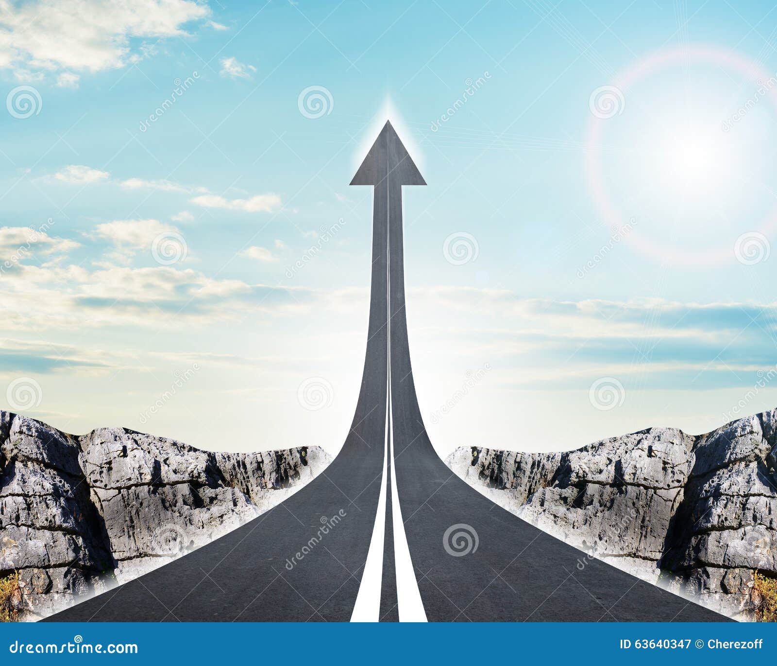 Road Going Up As an Arrow in Sky Stock Illustration - Illustration of ...