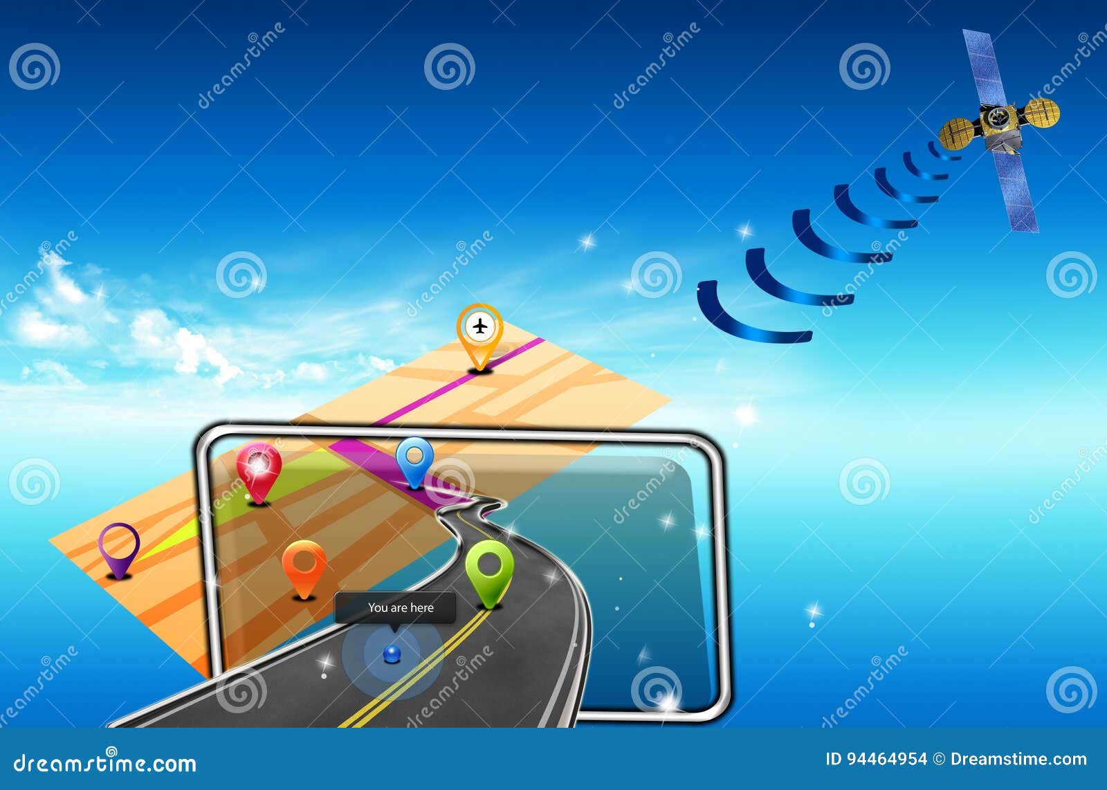 Road GPS Navigator stock illustration. Illustration of equipment - 94464954