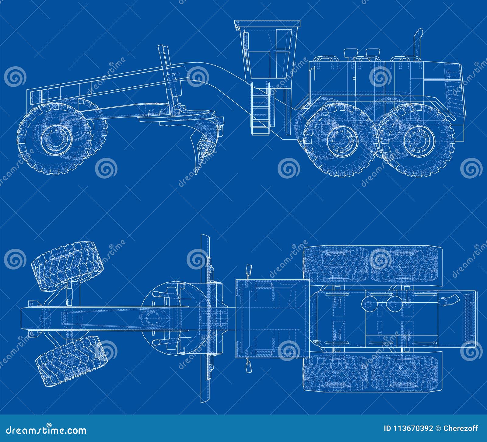 Road Grader. 3d Illustration Stock Illustration - Illustration of ...