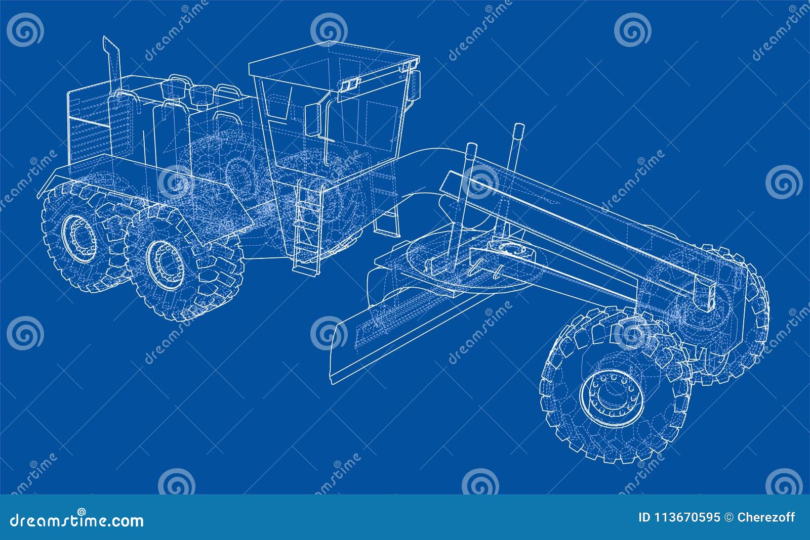 Road Grader. 3d Illustration Stock Illustration - Illustration of ...