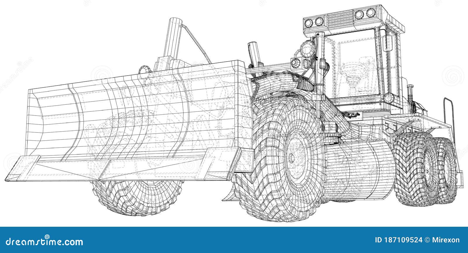 Road Grader. Heavy Equipmen Vector Illustration. Wire-frame Line ...