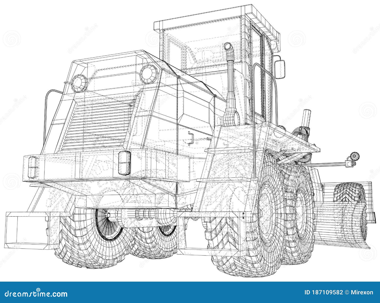 Road Grader. Heavy Equipmen Vector Illustration. Wire-frame Line ...