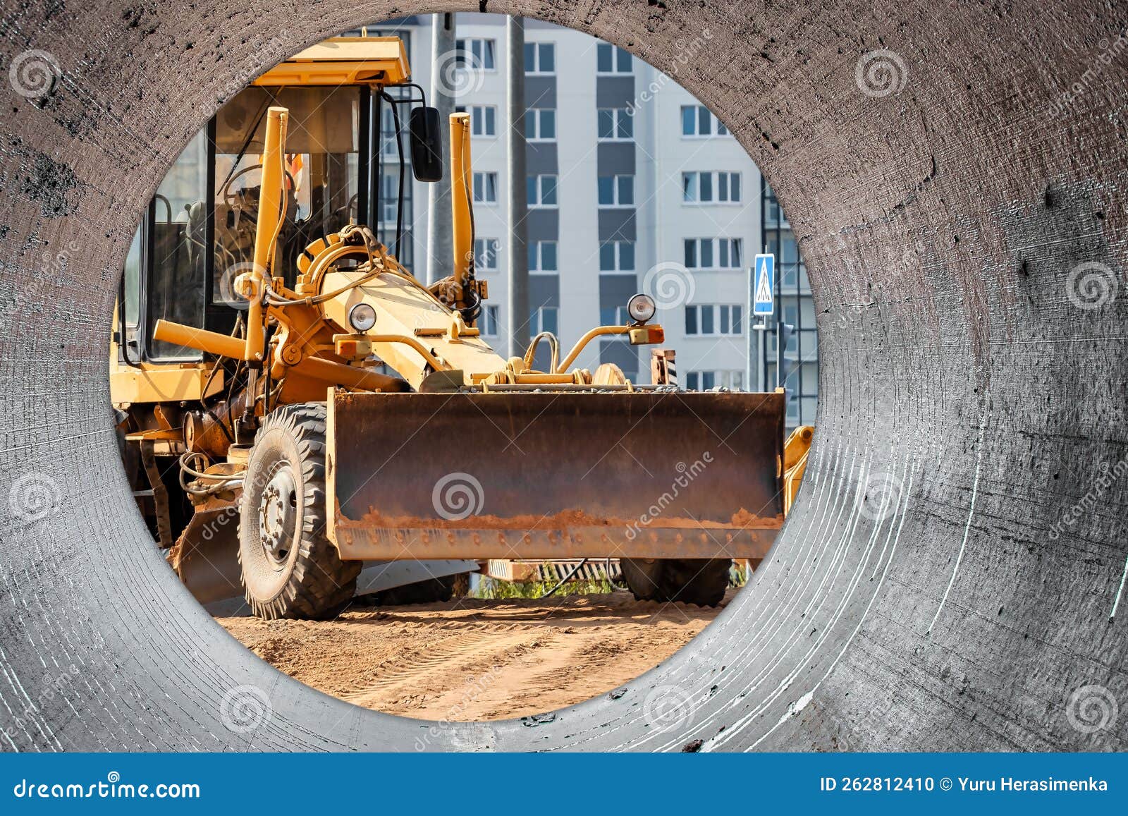 Road Grader for Land Leveling at a Construction Site. Powerful ...