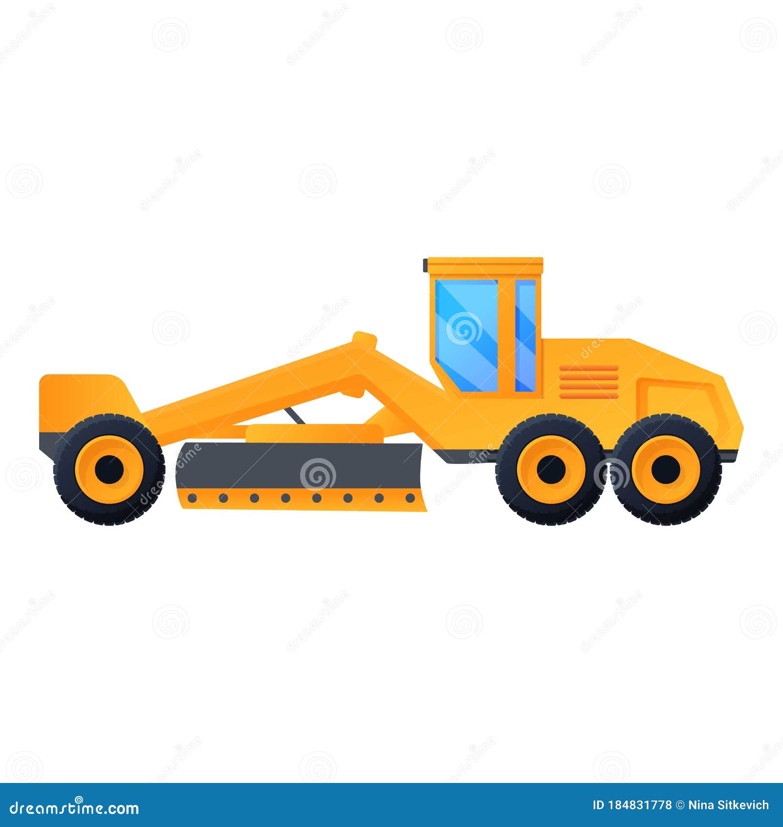 Road Grader Machine Icon, Cartoon Style Stock Vector - Illustration of ...