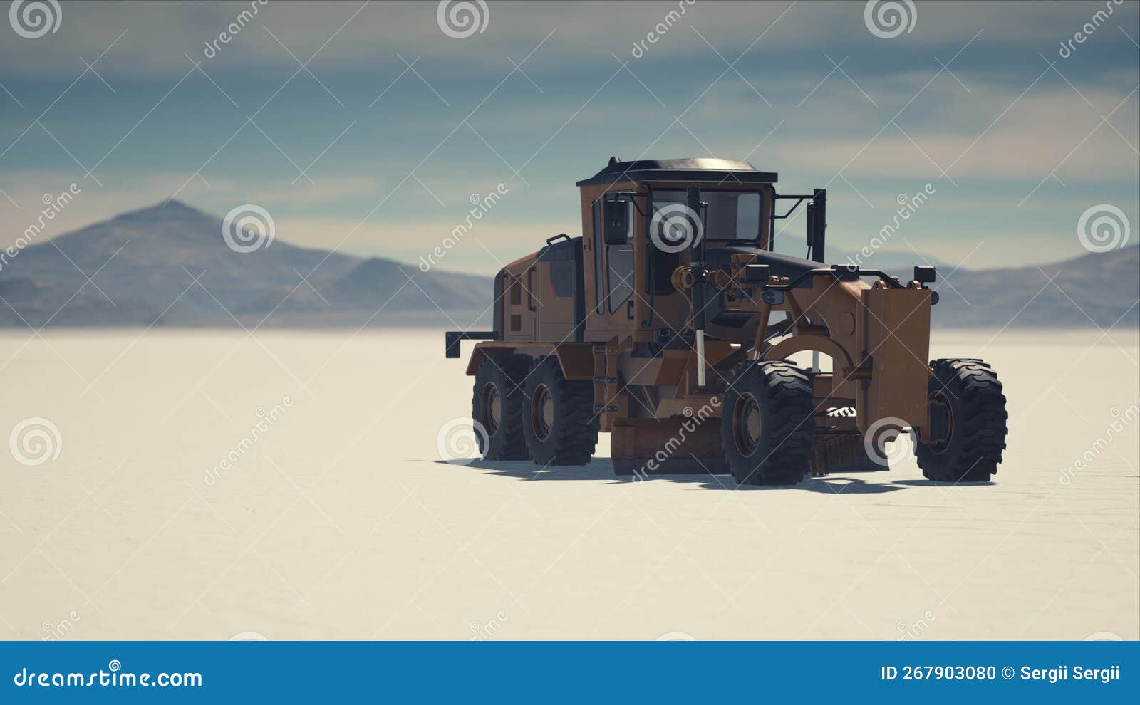 Road Grading Machine on the Salt Desert Road Stock Photo - Image of ...