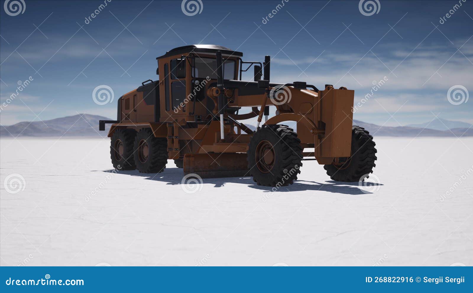Road Grading Machine on the Salt Desert Road Stock Illustration ...