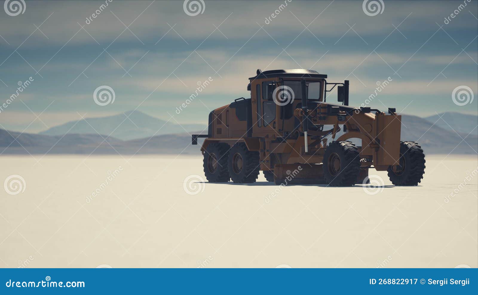 Road Grading Machine on the Salt Desert Road Stock Illustration ...