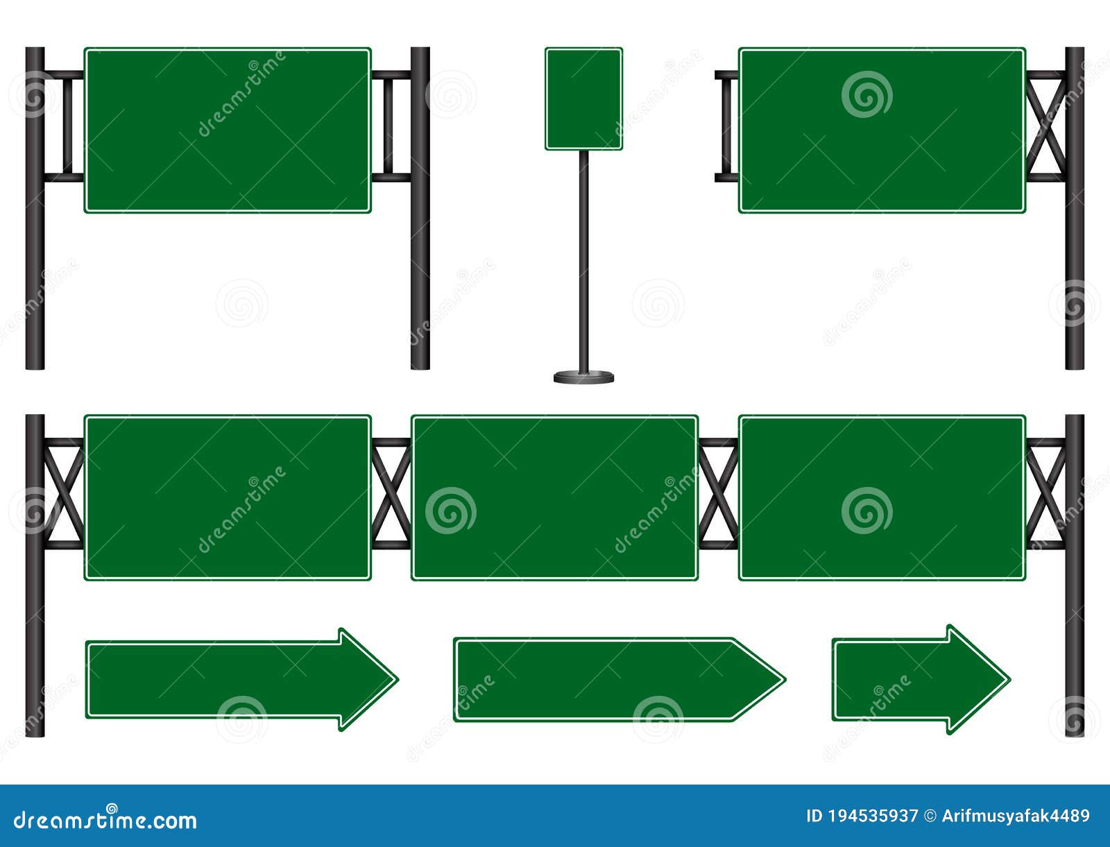 Road Green Sign Of Permissive Movement, Direction Informing. Cartoon ...