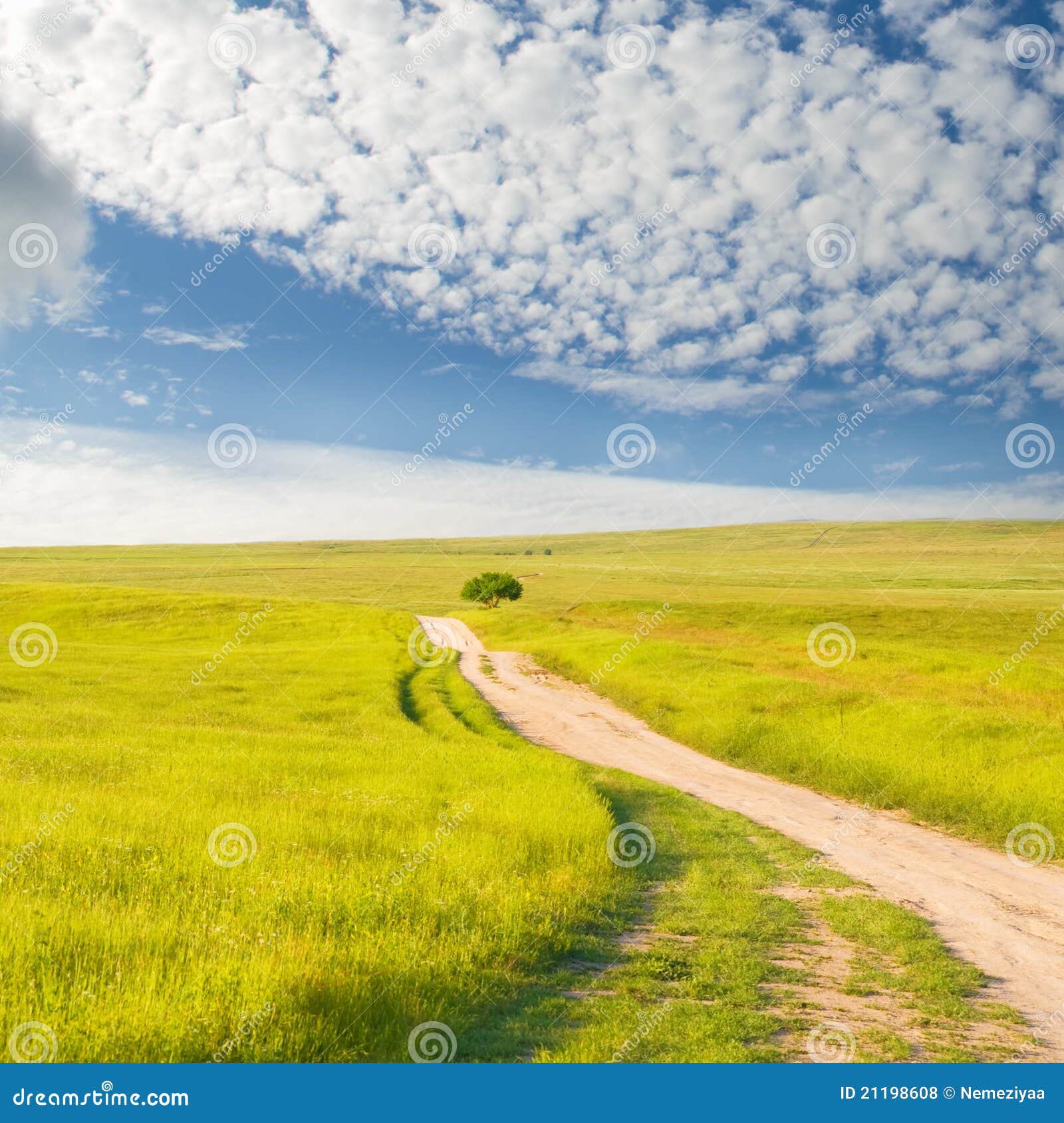 Road on green meadow stock photo. Image of colorful, cloud - 21198608