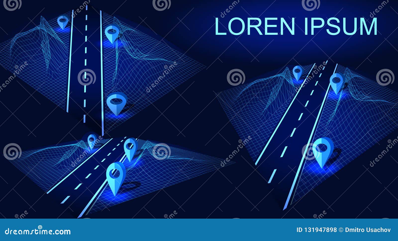 Road, Highway in 3D. Futuristic Hud Design Element. Navigation Method ...