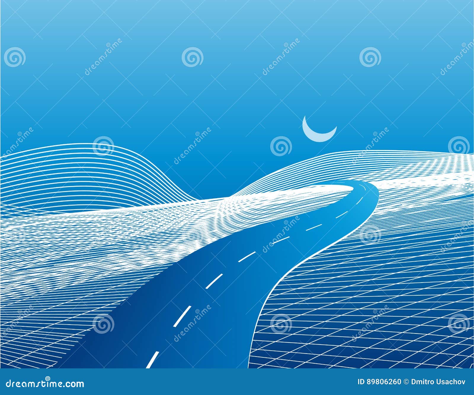 Road and Highway on a Stylized Abstract Map with Relief. Illustration ...