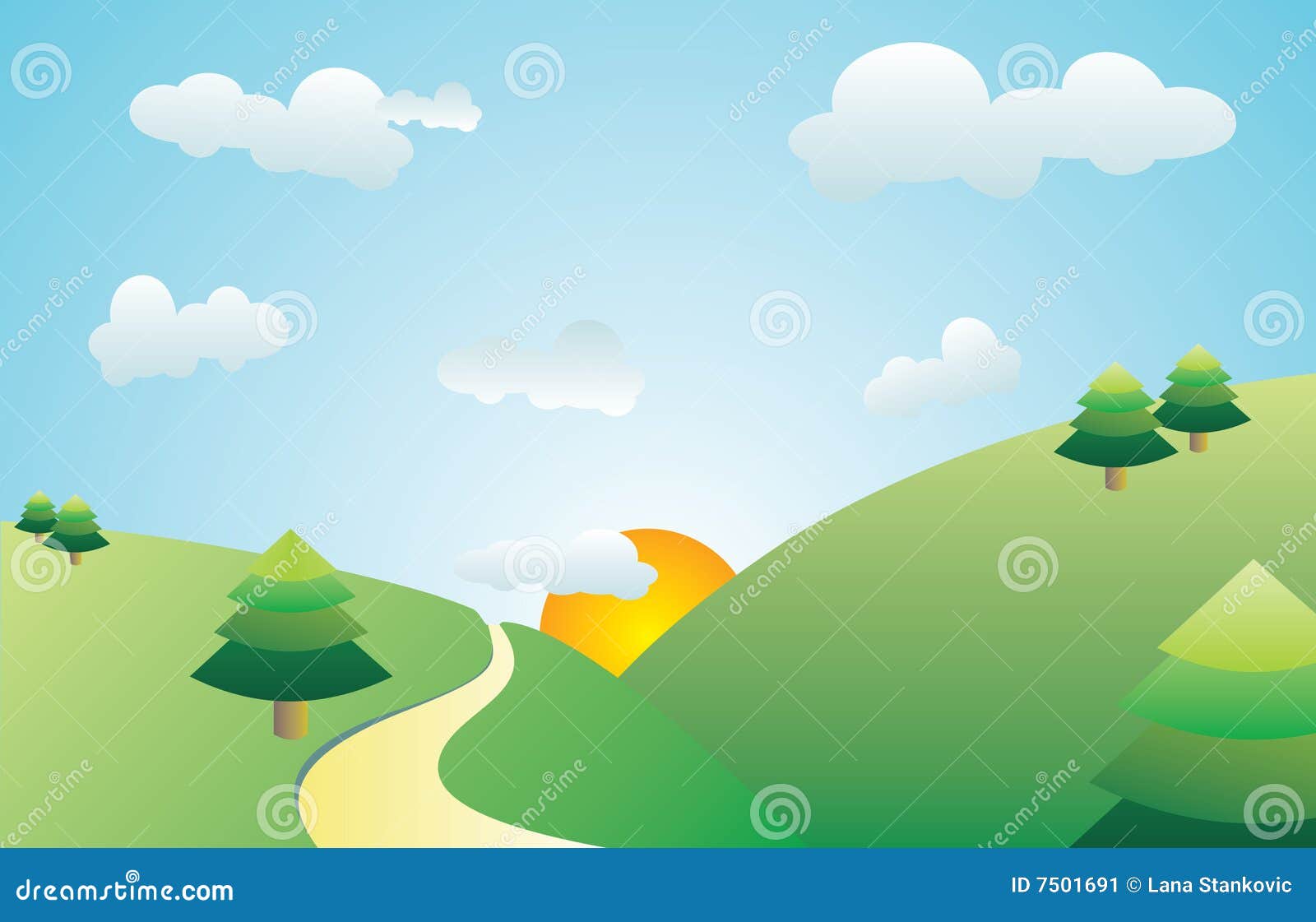 Road On The Hill Cartoon Vector | CartoonDealer.com #7501691