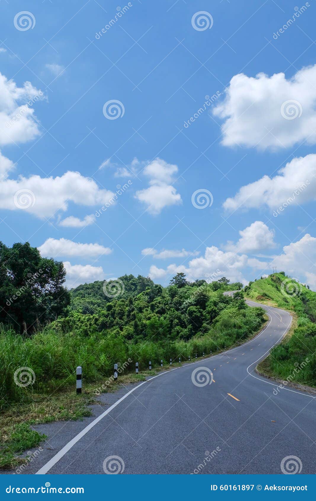 Road, hill and blue sky stock image. Image of hill, road - 60161897