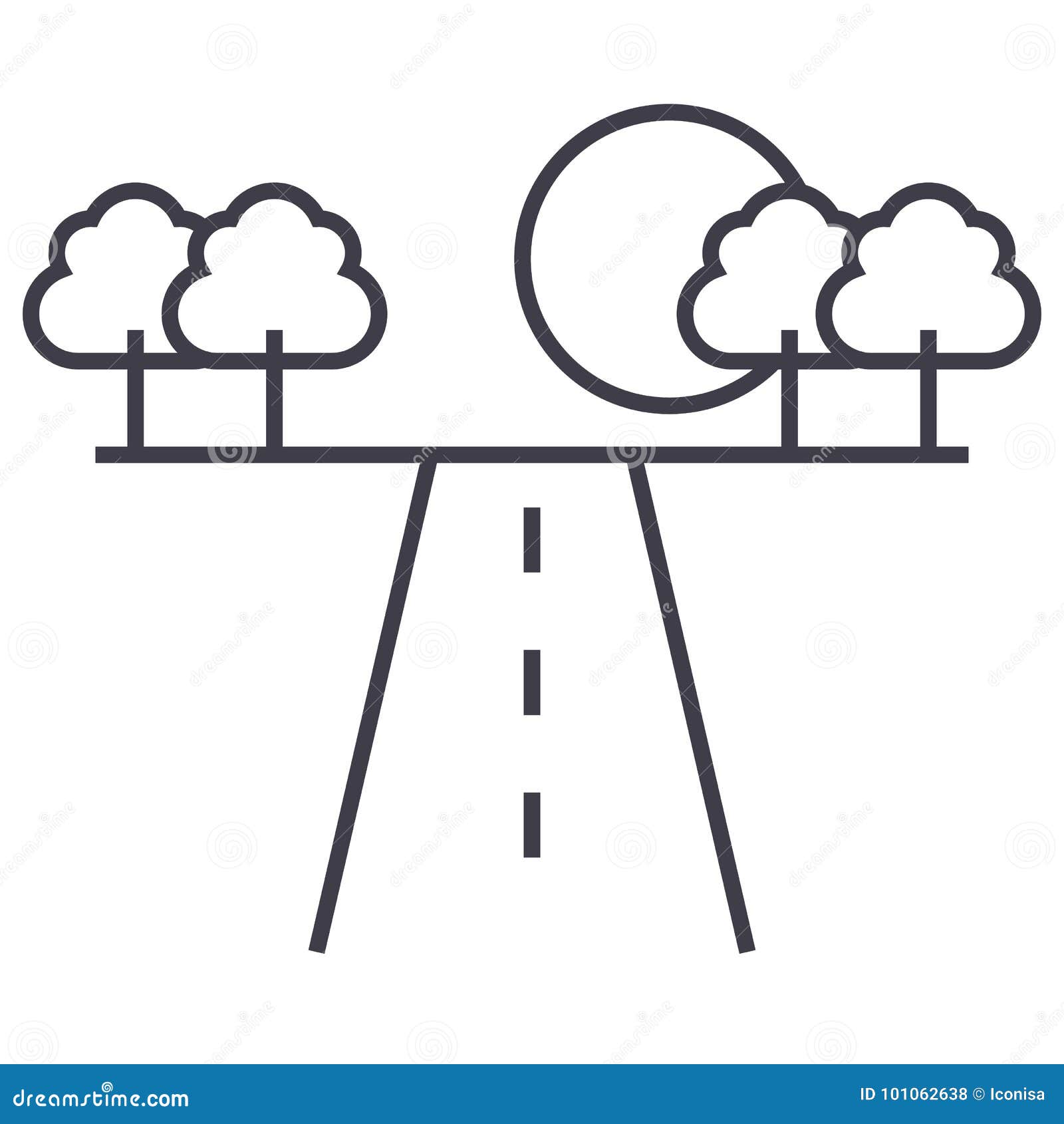 Road in Horizont Vector Line Icon, Sign, Illustration on Background ...