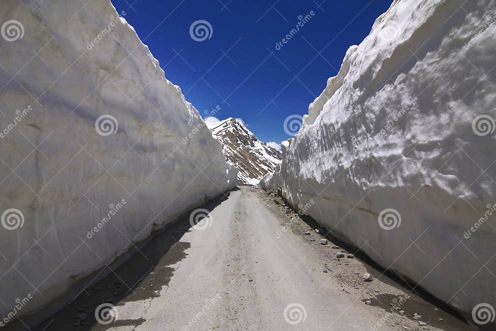 Road through Ice walls stock image. Image of alpine, road - 20571037