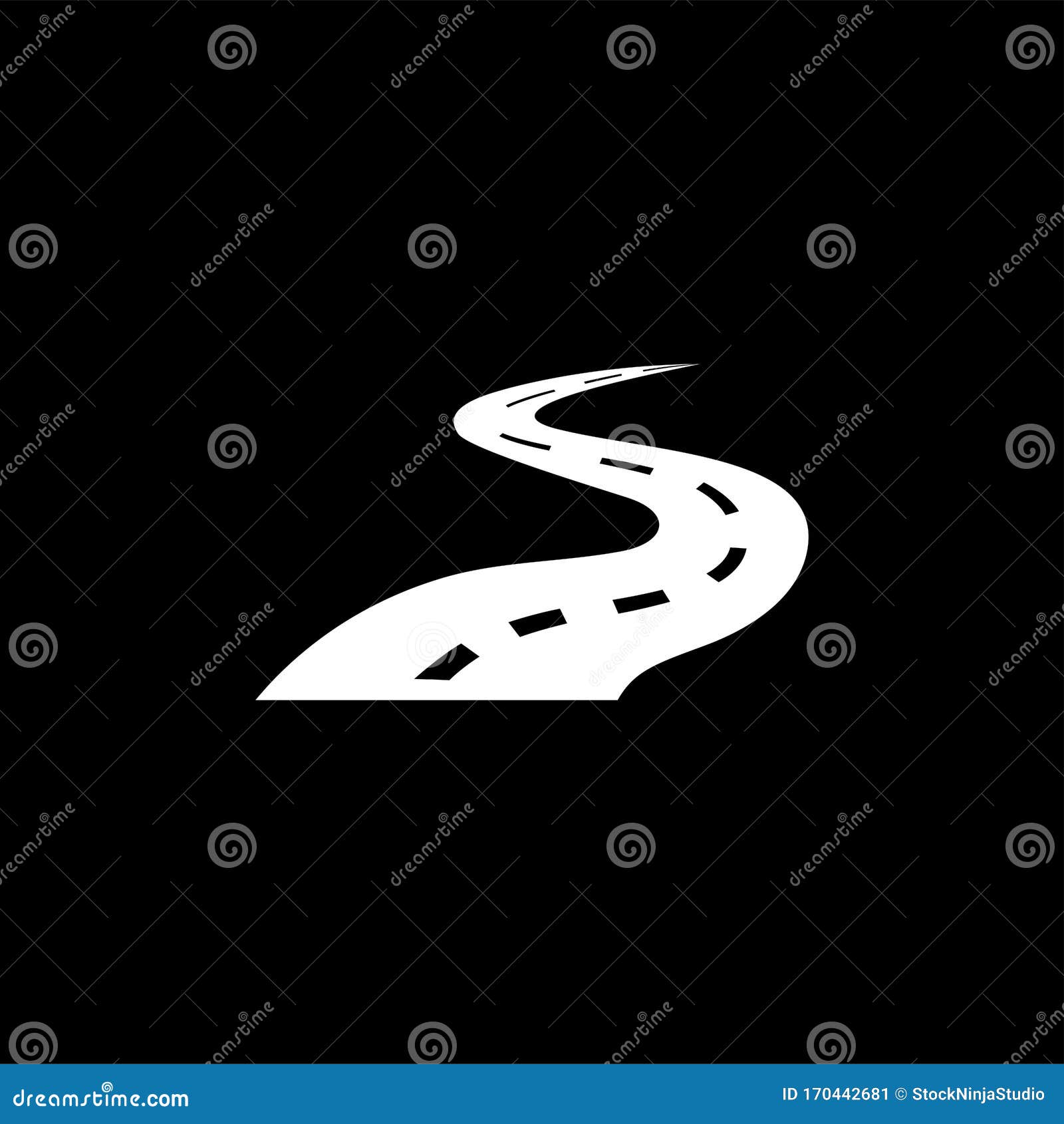 Road Icon on Black Background. Black Flat Style Vector Illustration ...