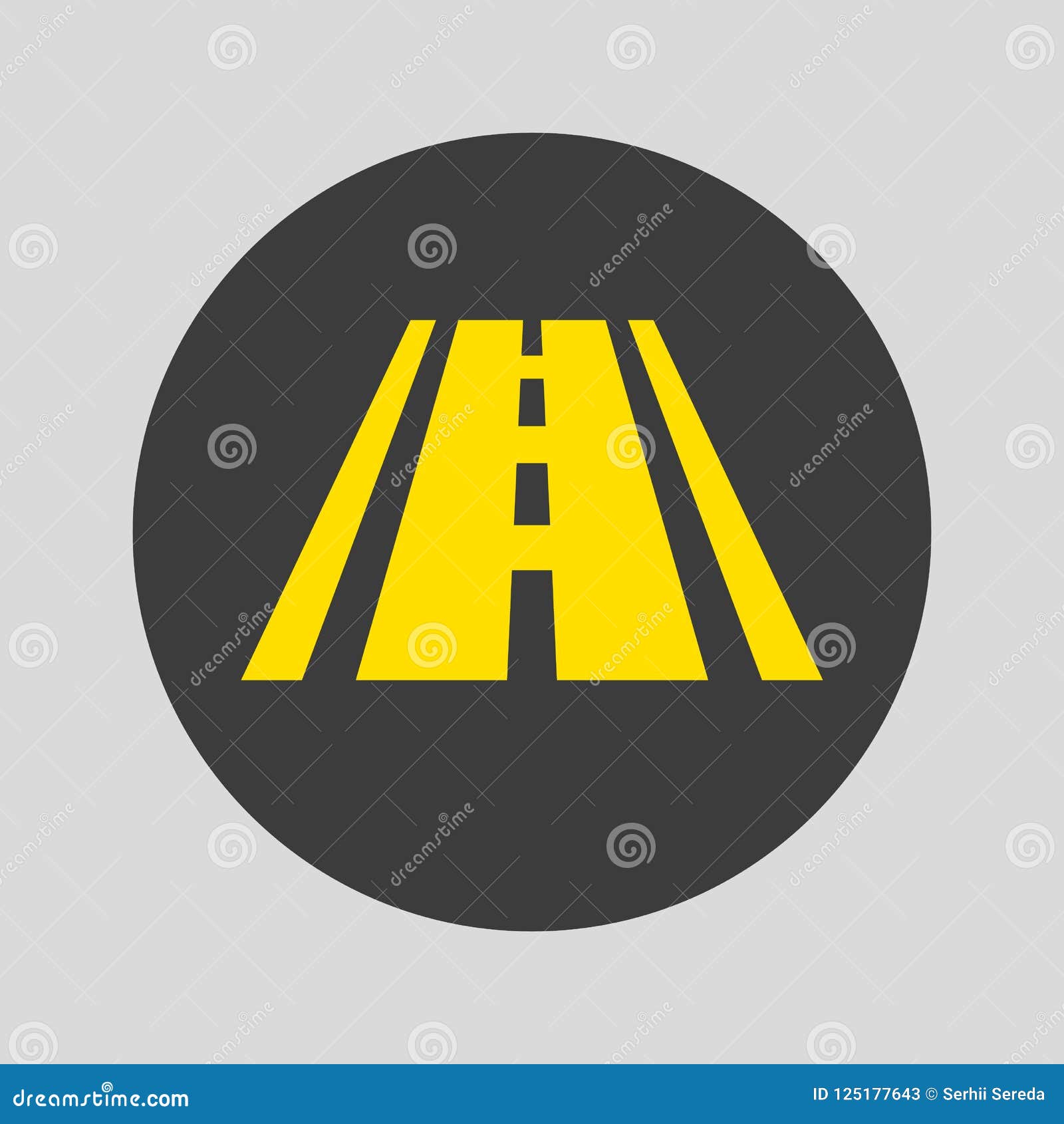 Road Icon on Gray Background. Stock Illustration - Illustration of sign ...