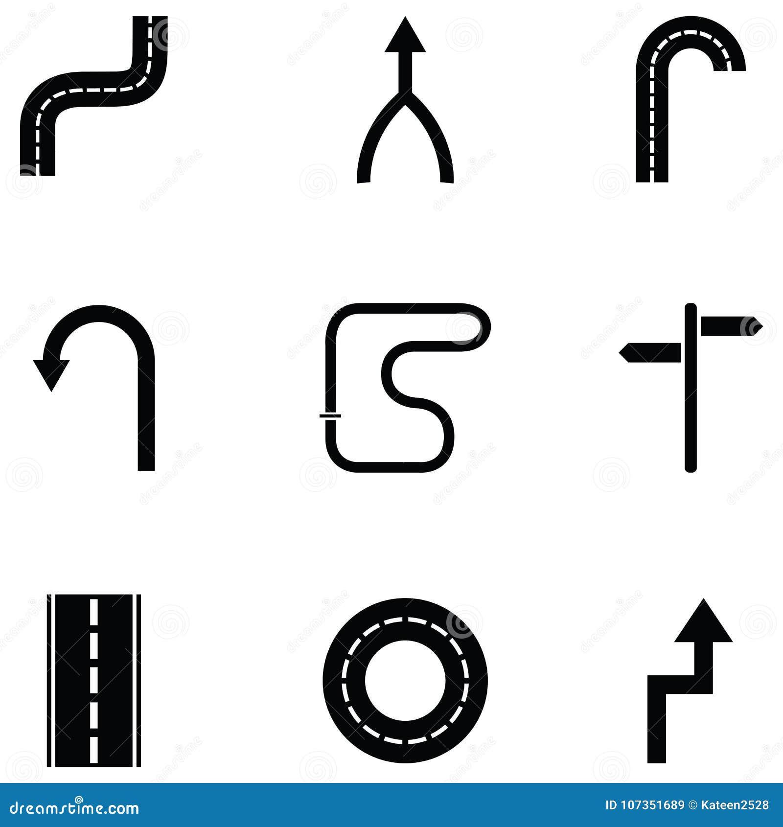 Road icon set stock vector. Illustration of journey - 107351689