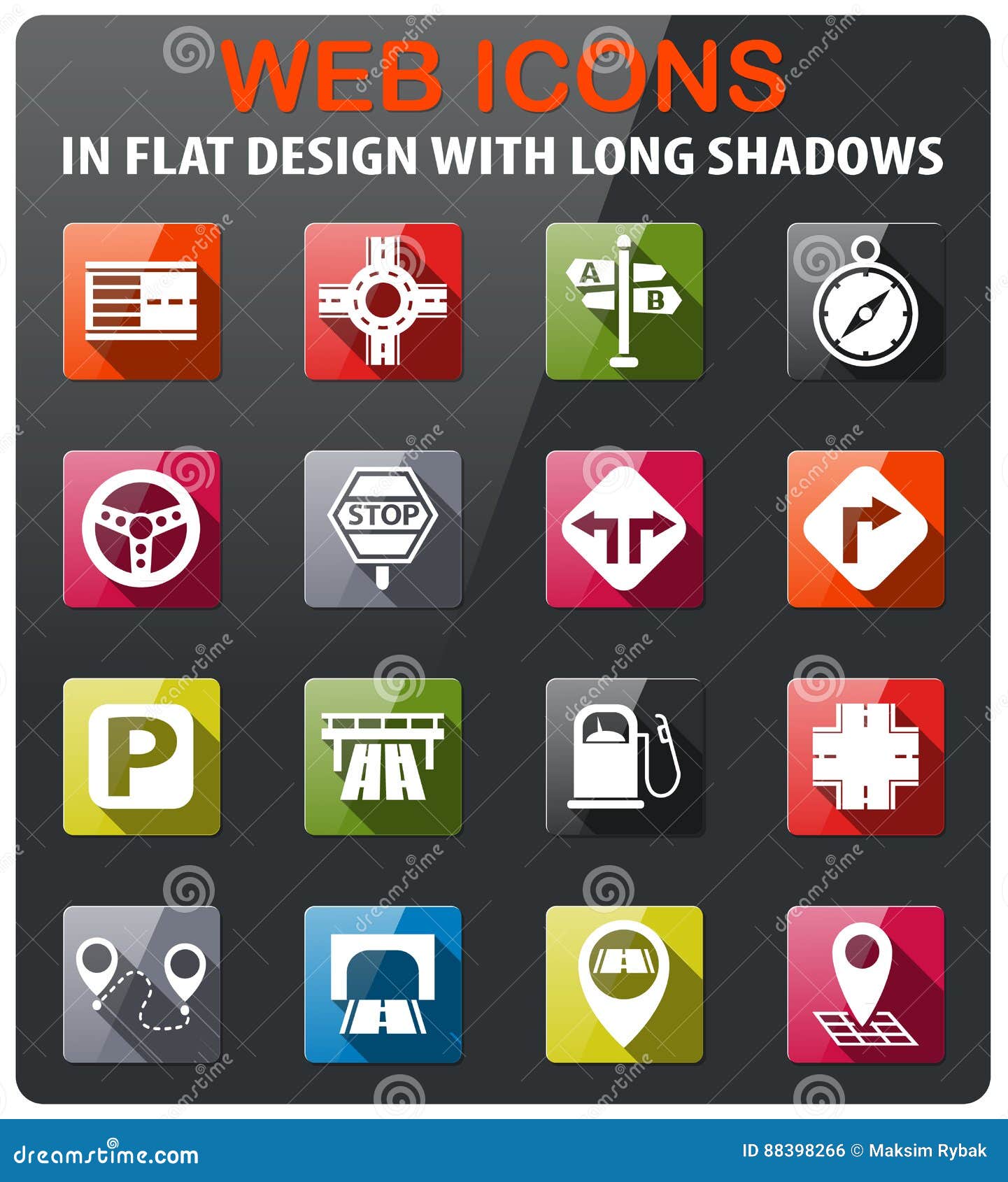 Road icon set stock illustration. Illustration of pointer - 88398266