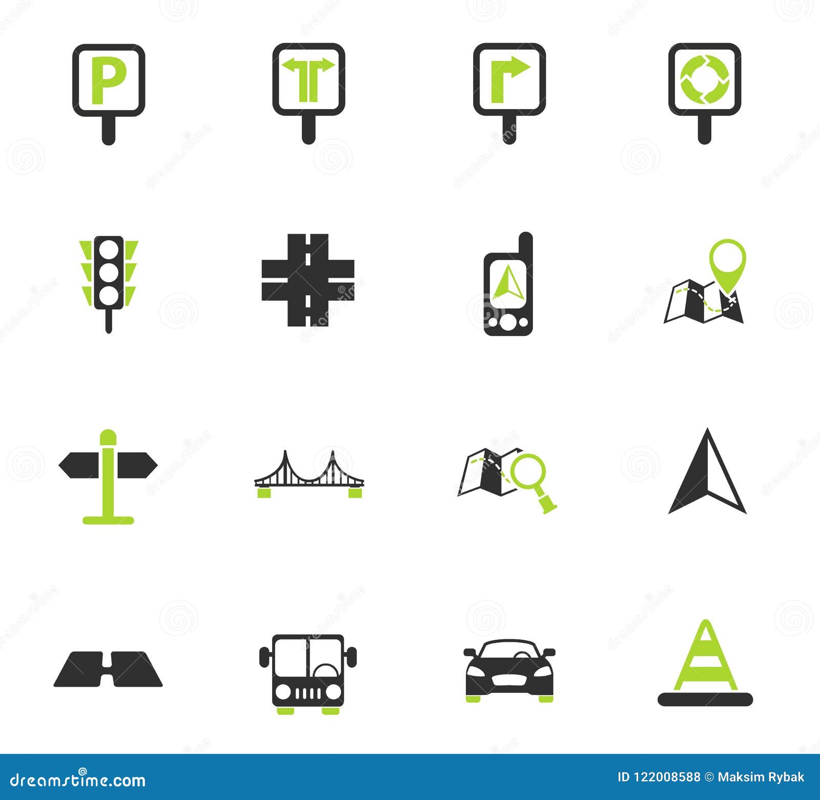 Road icon set stock vector. Illustration of pointer - 122008588